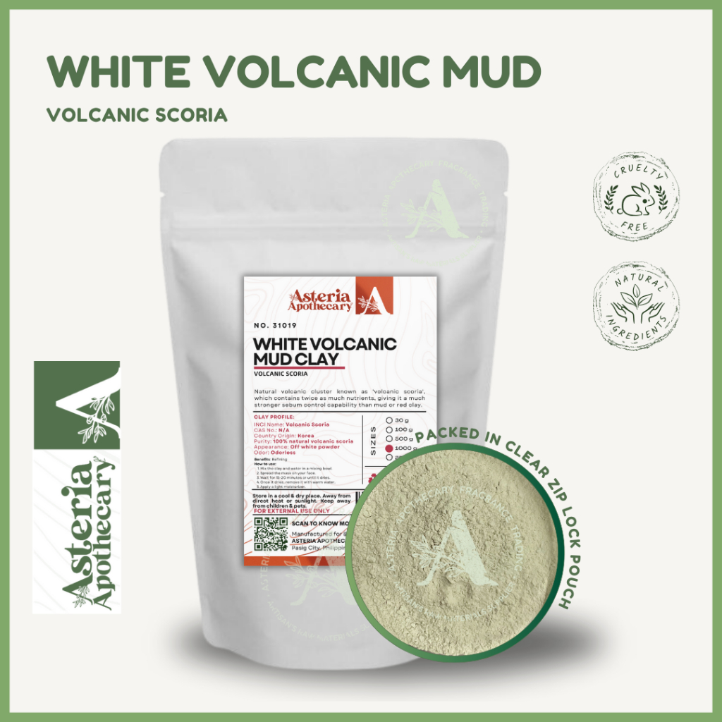 White Volcanic Mud Clay 100g, 500g, 1Kg - Asteria Apothecary | Shopee ...
