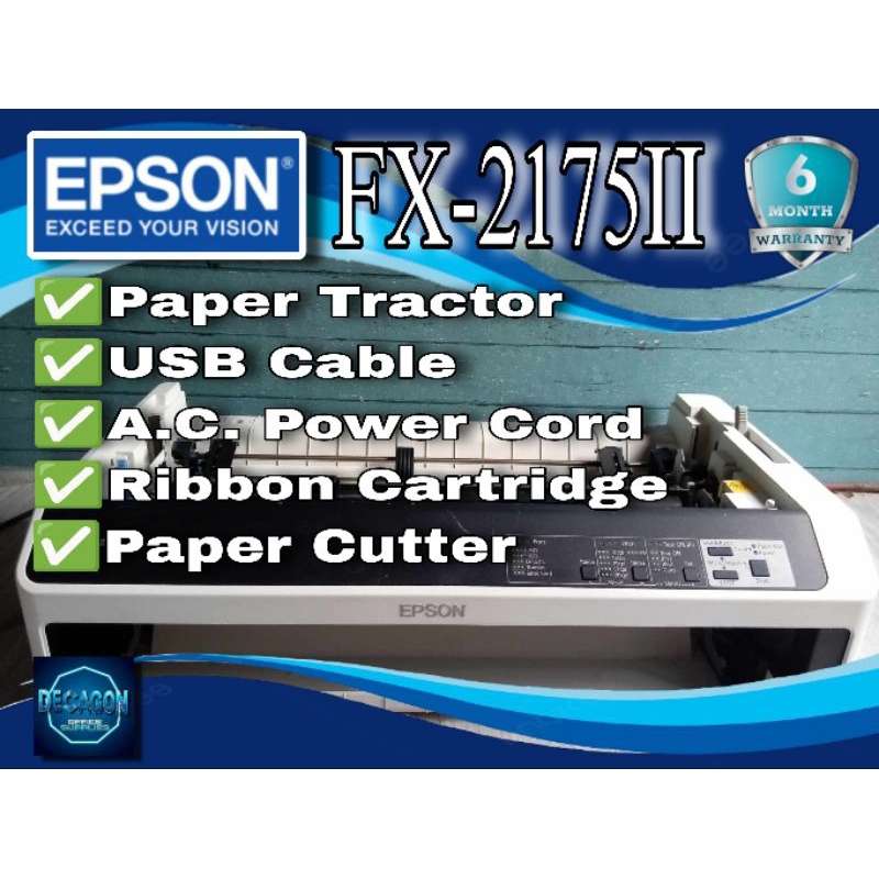 EPSON FX-2175II DOT MATRIX PRINTER (PAPER CUTTER, PAPER TRACTOR ...