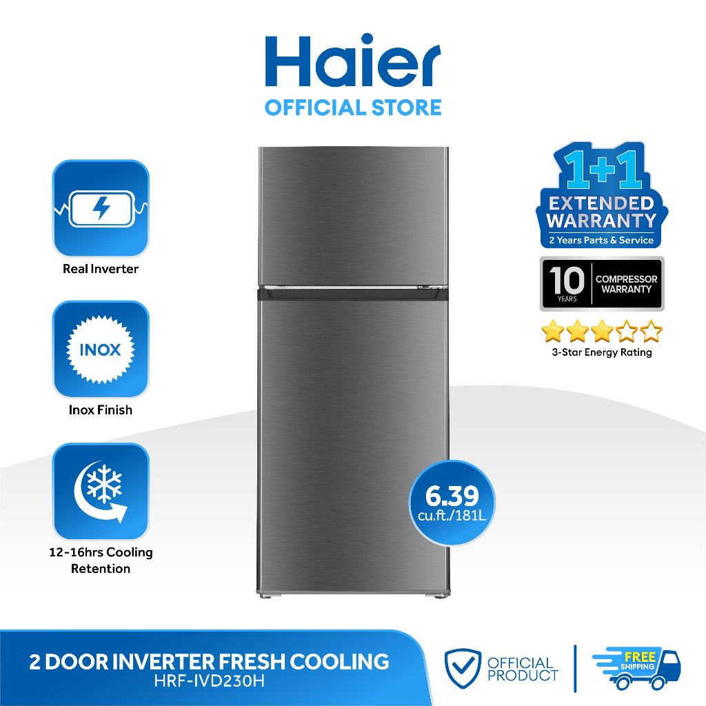 Haier HRF-IVD230H 6.39 cu.ft./181L Fresh Cooling Inverter Two Door ...