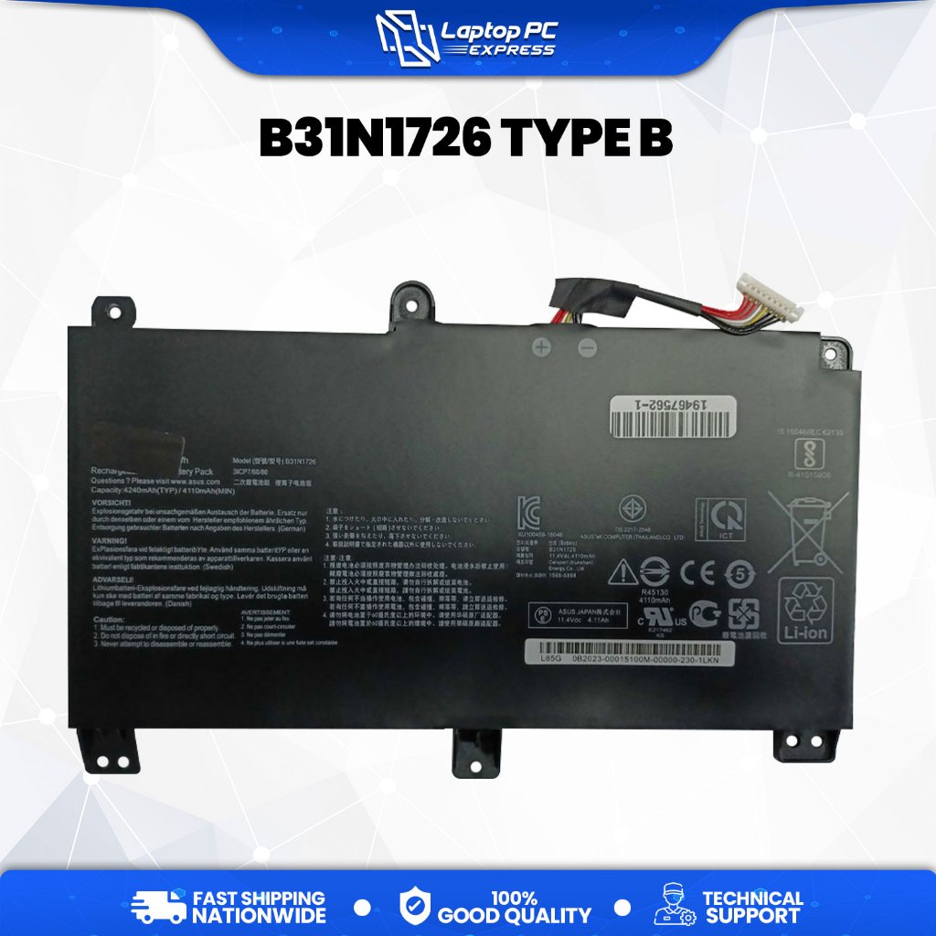 LPCE Laptop Battery B31N1726 Type B Compatible With Asus Rog STRIX ...