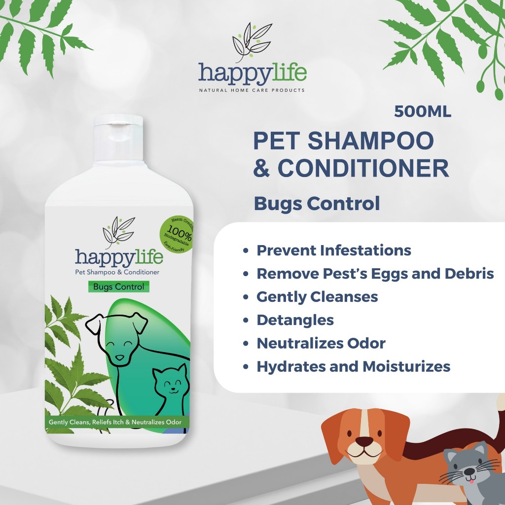 Bugs Control Pet Shampoo and Conditioner for Dogs and Cats, Prevent ...