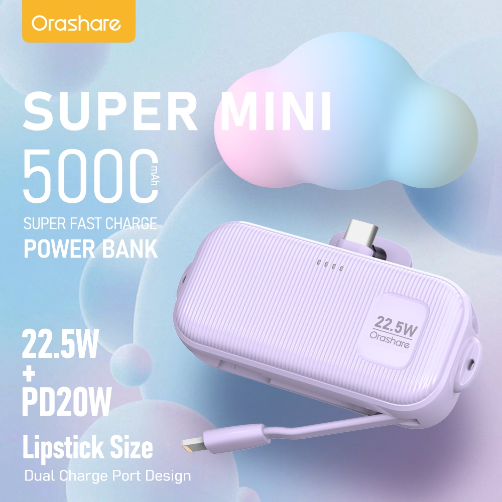 Orashare PNC05Pro 5000mAh Mini Power Bank 22.5W Fast Charge Type C ...