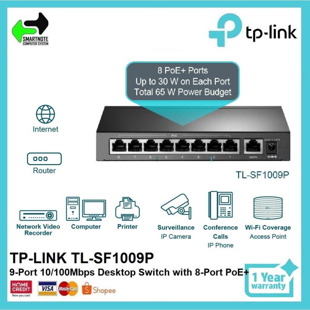 TP-Link TL-SF1009P | 9-Port 10/100Mbps Desktop Switch With 8-Port PoE+ | PoE Switches | TP Link ...