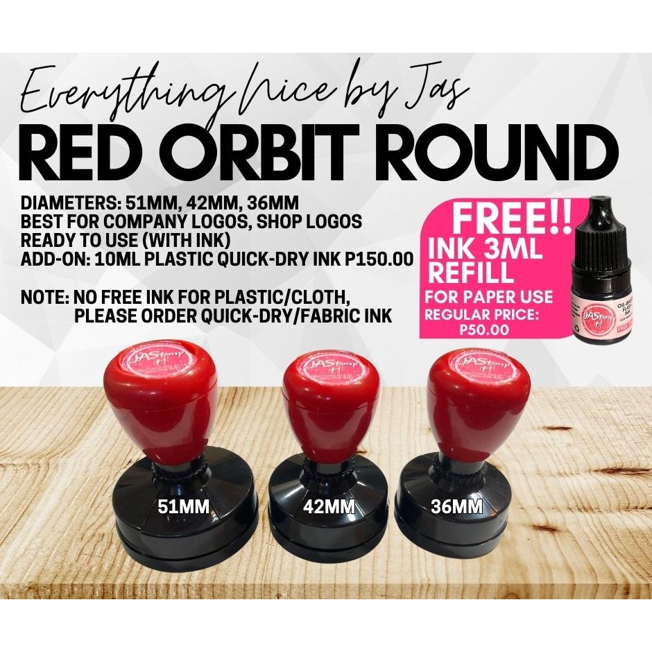 Red Orbit Round Self-Inking Stamp with Free Ink | Shopee Philippines