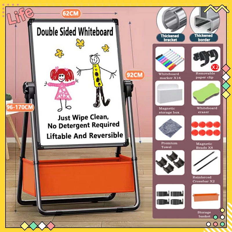 62*92cm White Board Stationary 2 Sided Magnetic Whiteboard with Stand ...