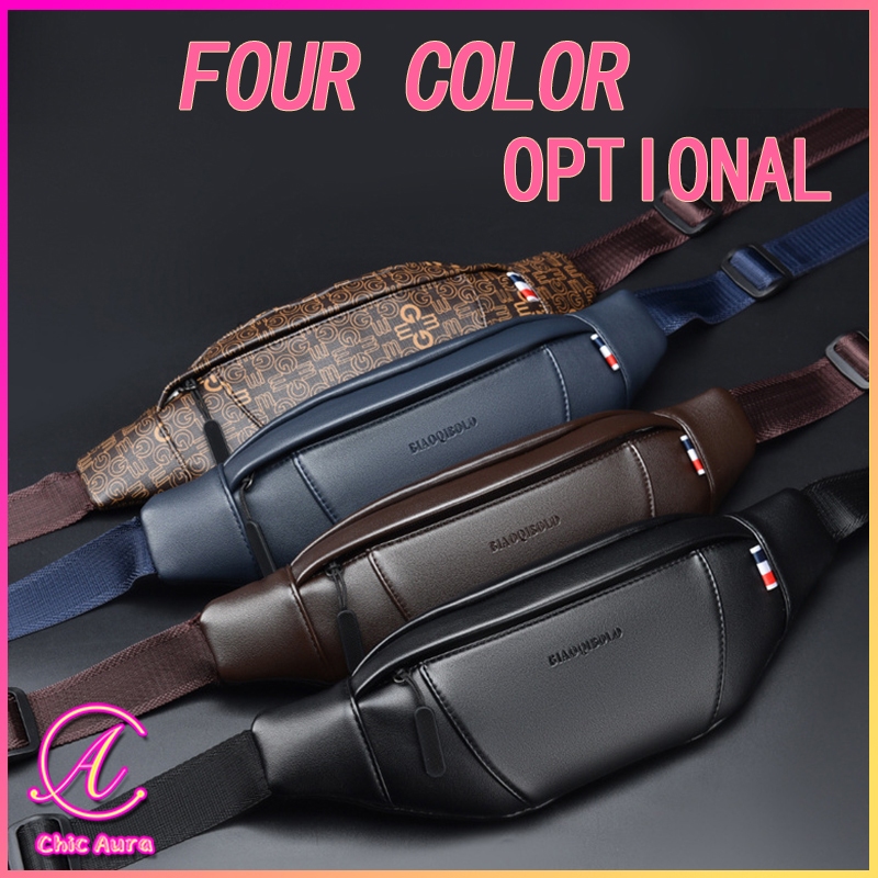 Men's leather chest bag fashion multifunctional waist bag trendy men's ...