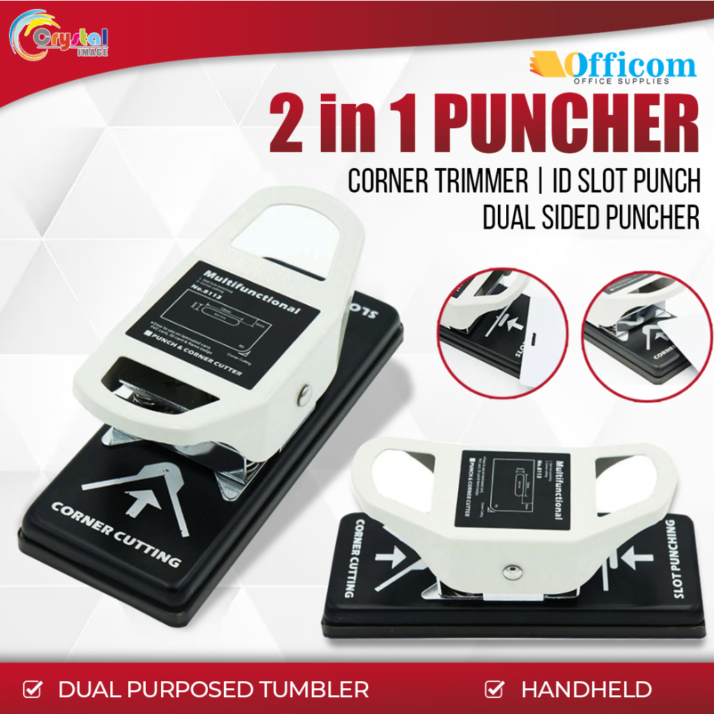 Officom 2 in 1 Puncher (Corner Trimmer | ID Slot Punch) Dual Sided ...