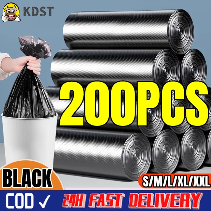 Hot Sale 200Pcs Thick Trash garbage bag BLACK plastic disposable trash ...