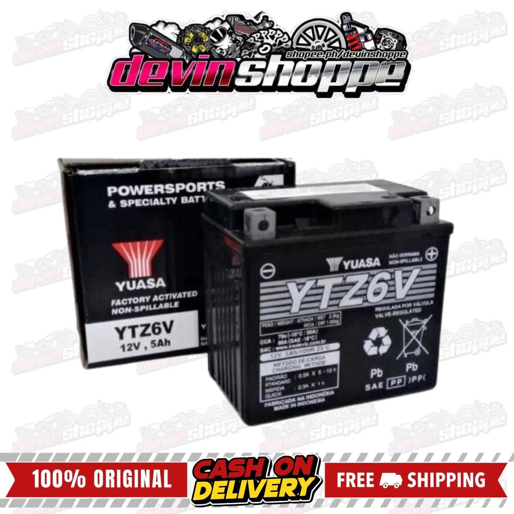 ORIGINAL YUASA YTZ6V MOTORCYCLE BATTERY HONDA CLICK / NMAX V2 / RAIDER ...