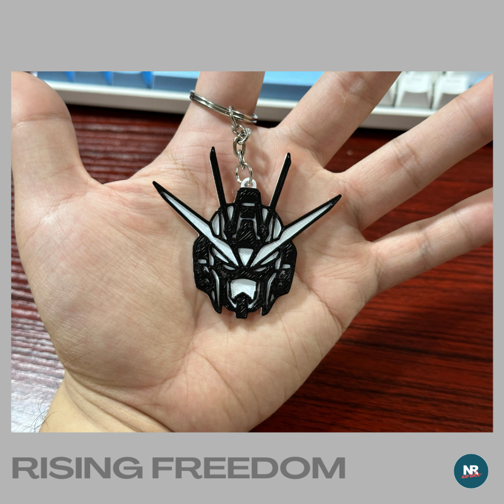 Rising Freedom Gundam Head Keychain 3D Printed Anime Mecha Gunpla ...