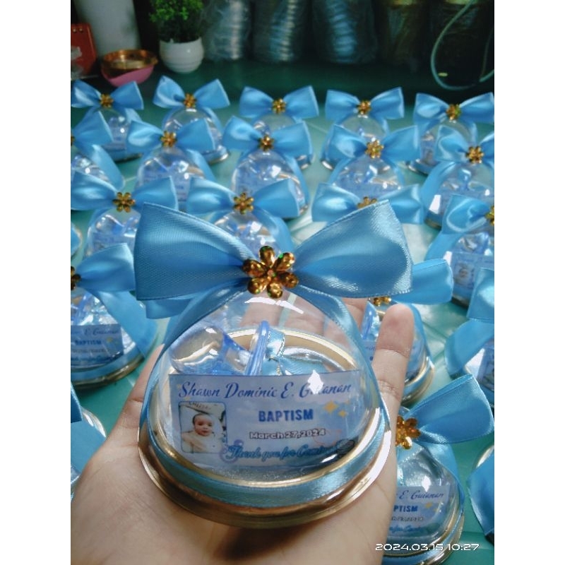 25 pcs plastic dome souvenir with pacifier inside for christening boy ...