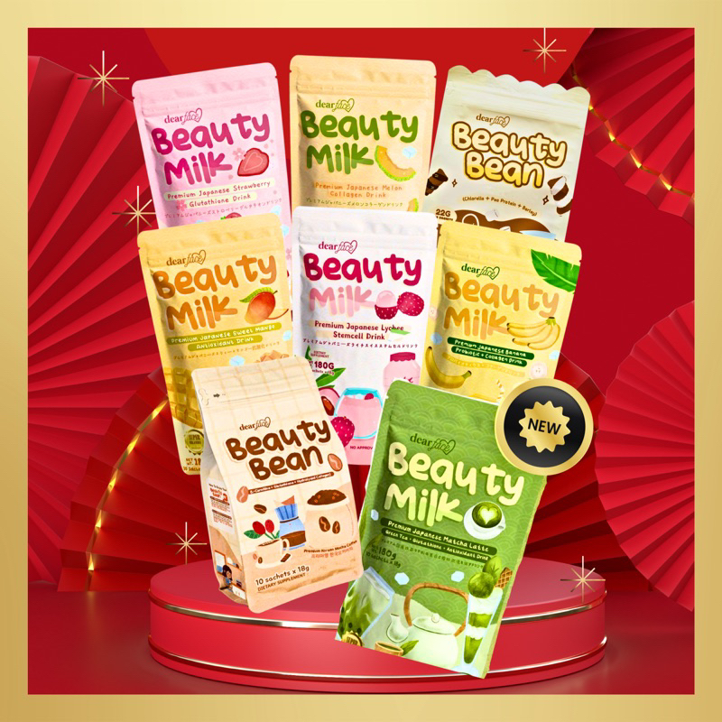 Dear Face Beauty Milk Melon / Beauty milk strawberry / Beauty Bean ...