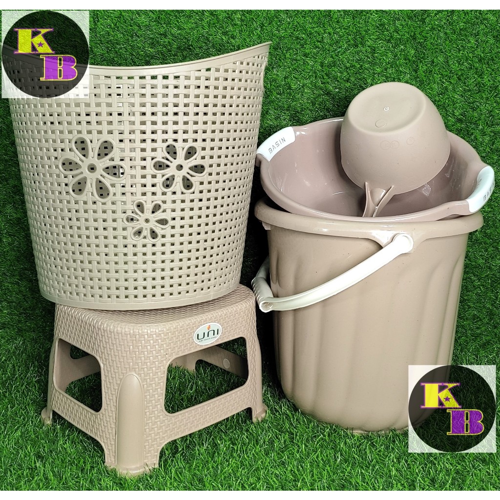 MOCHA 5in1 PLANGGANA,BASIN/DIPPER,TABO/LAUINDRY BASKET/PAIL,TIMBA/UPUAN ...