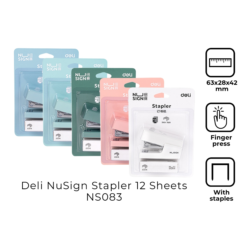 Deli NS083 NuSign Stapler 12 Sheets with 24/6 and 26/6 Staples [79NS083 ...