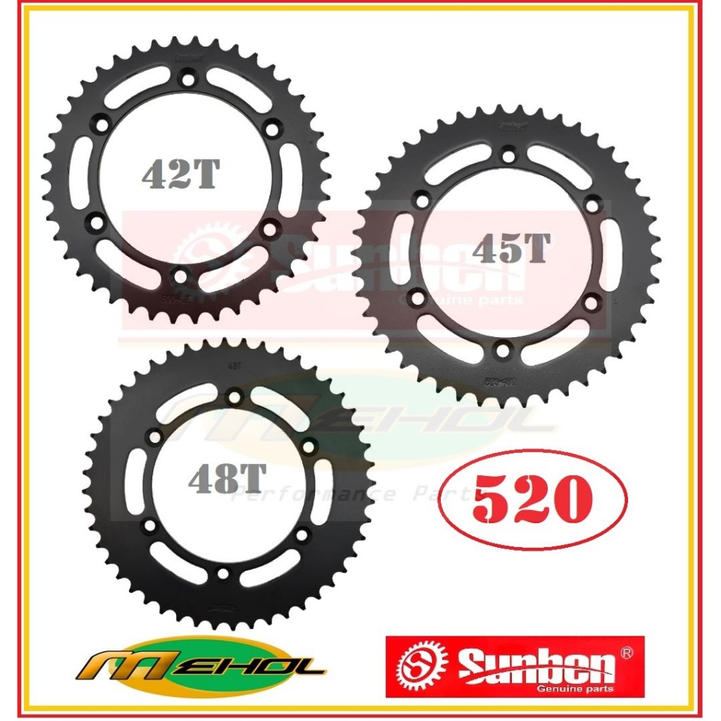 REAR SPROCKET 520 FOR KMX125/200 XLR200 RUSI KRY150/200 42T 45T 48T | Shopee Philippines