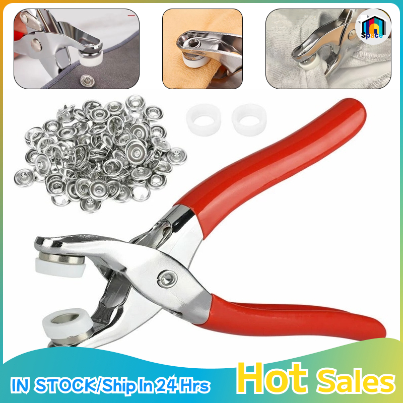 50pcs Metal Snap Button Pliers Tools Set Automatic Snap Button DIY Clip ...