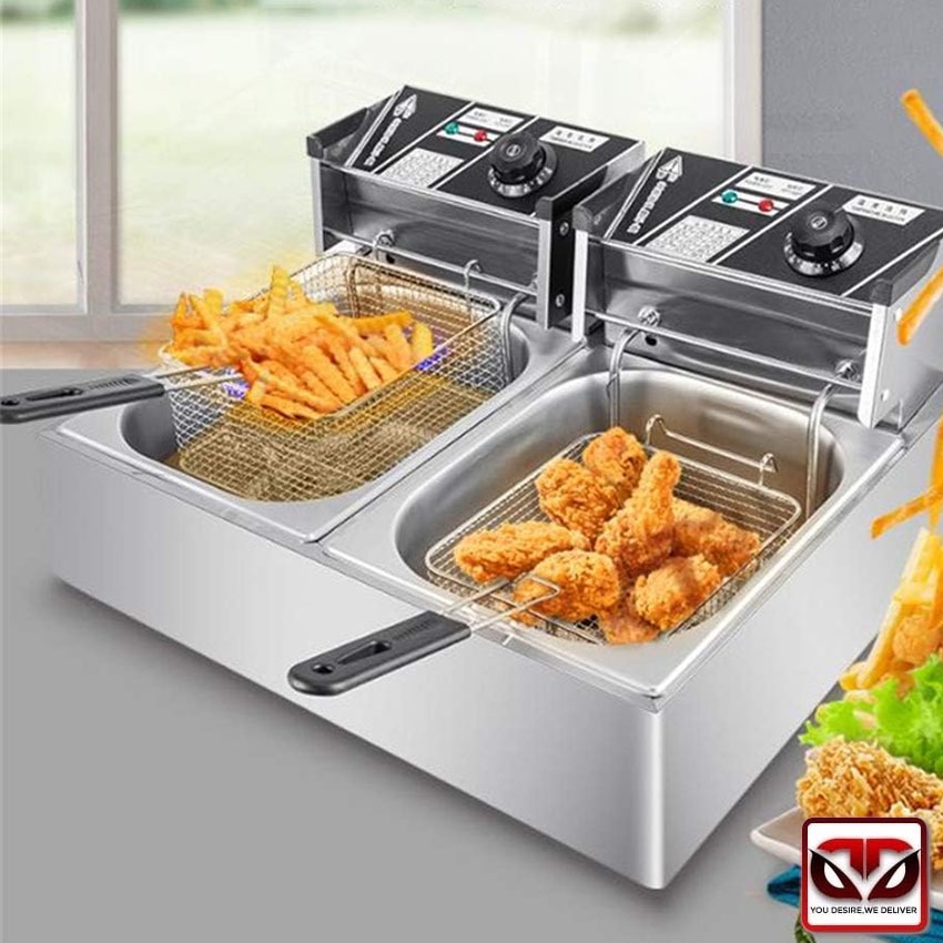 D&D 12L Electric Dual Cylinder Deep Fryer 220V Stainless Steel Frying ...