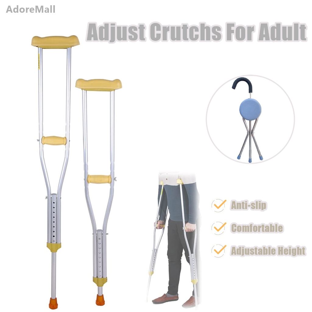 Ultra Lightweight Underarm Crutches Cane Arm Support Adjustable Height ...