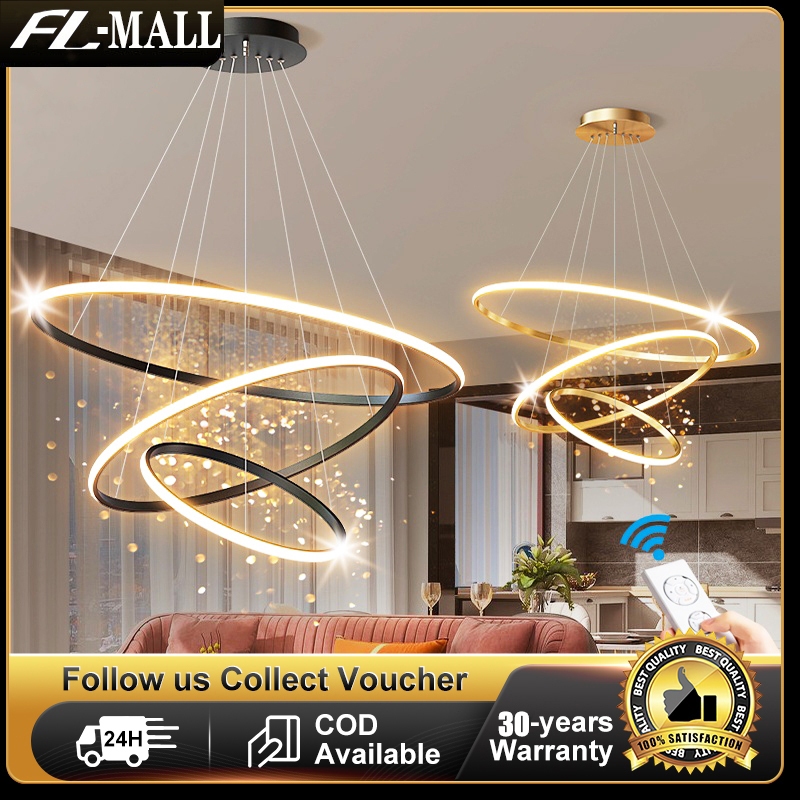 Creative ceiling light LED ceiling light living room bedroom acrylic double circle ceiling light ...