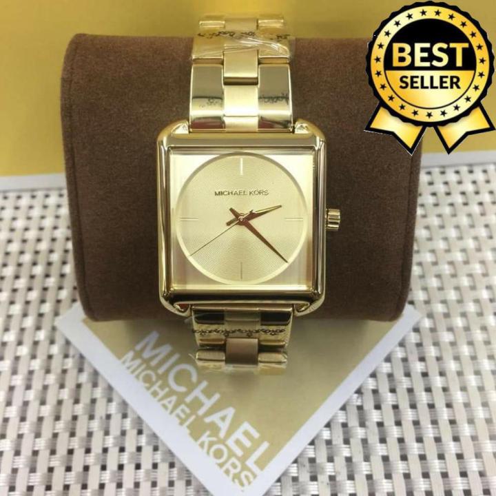 pawnable mk watch square face all gold mk3644 authentic quality ...