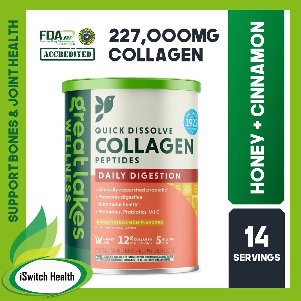 Great Lakes Wellness Collagen Peptides - Daily Digestion - 8oz ...