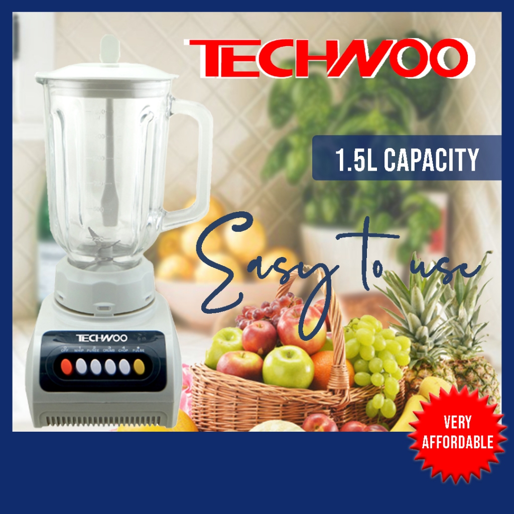 TECHWOO 1.5L HOME USE BLENDER WITH GLASS JAR TB-150L | Shopee Philippines
