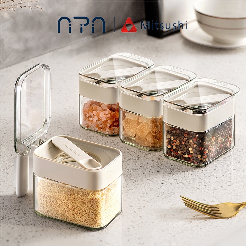 Nipiin Seasoning Container with Spoon Kitchen Salt/MSG Storage Bottle ...