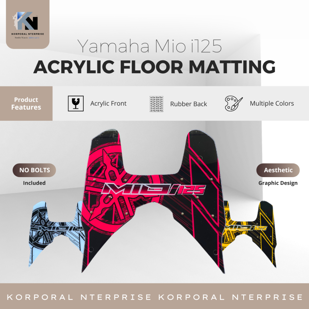 KN MiO i 125 ACRYLIC FLOOR MATTING Footboard Accesory Best Design BOLTS ...