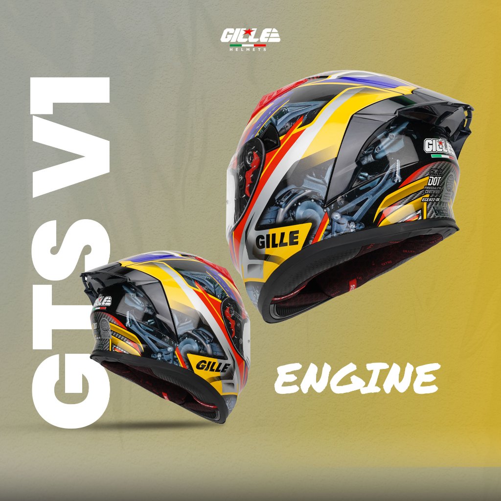 Gille Helmet 135 GTS V1 ENGINE Motorcycle Helmet Full Face Dual Visor ...