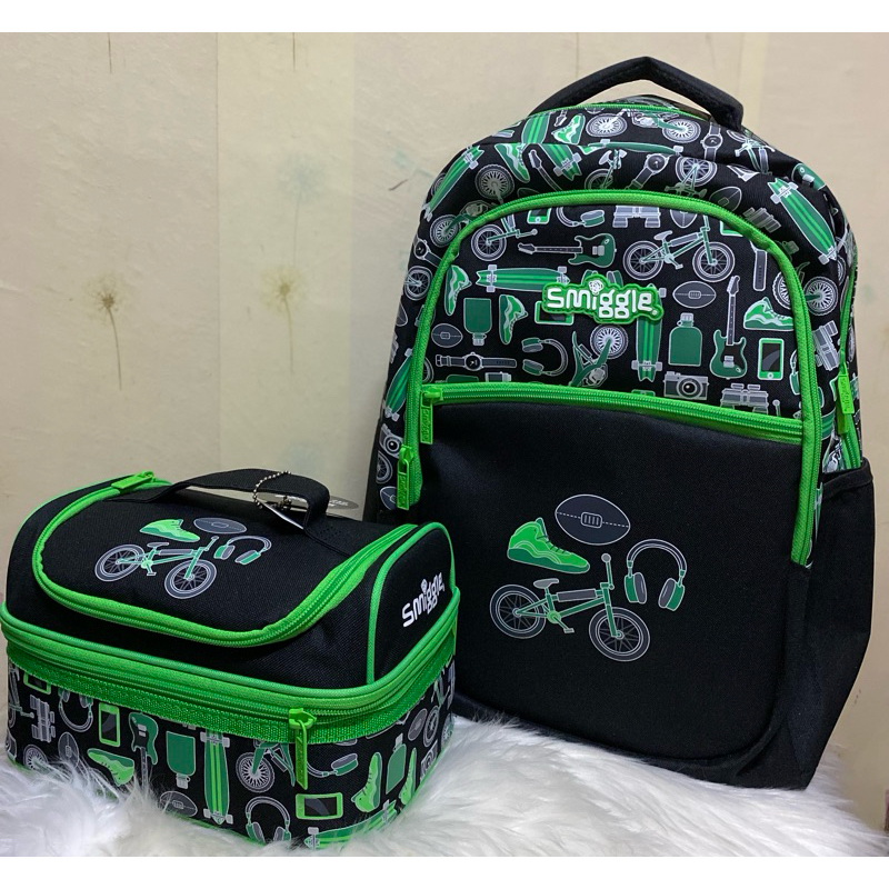 Smiggle Backpack and Lunchbox Set Green/Black | Shopee Philippines