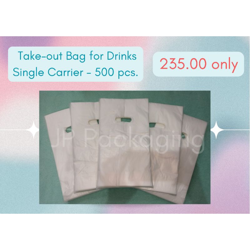 Single Carrier 500 pcs. Take-out bag for Milk Tea and other Drinks ...