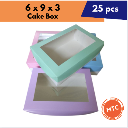 25pcs. 6x9x3 Cupcake Box WITH WINDOW Rectangle (Pastel Colors) | Shopee ...