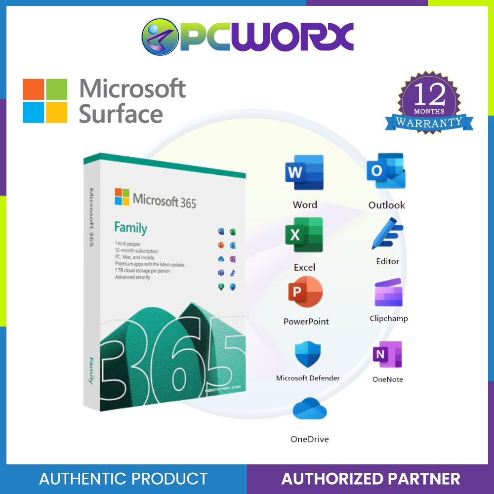 Microsoft 6GQ-01896 M365 Family Eng Subscr 1YR APAC EM Medialess ...