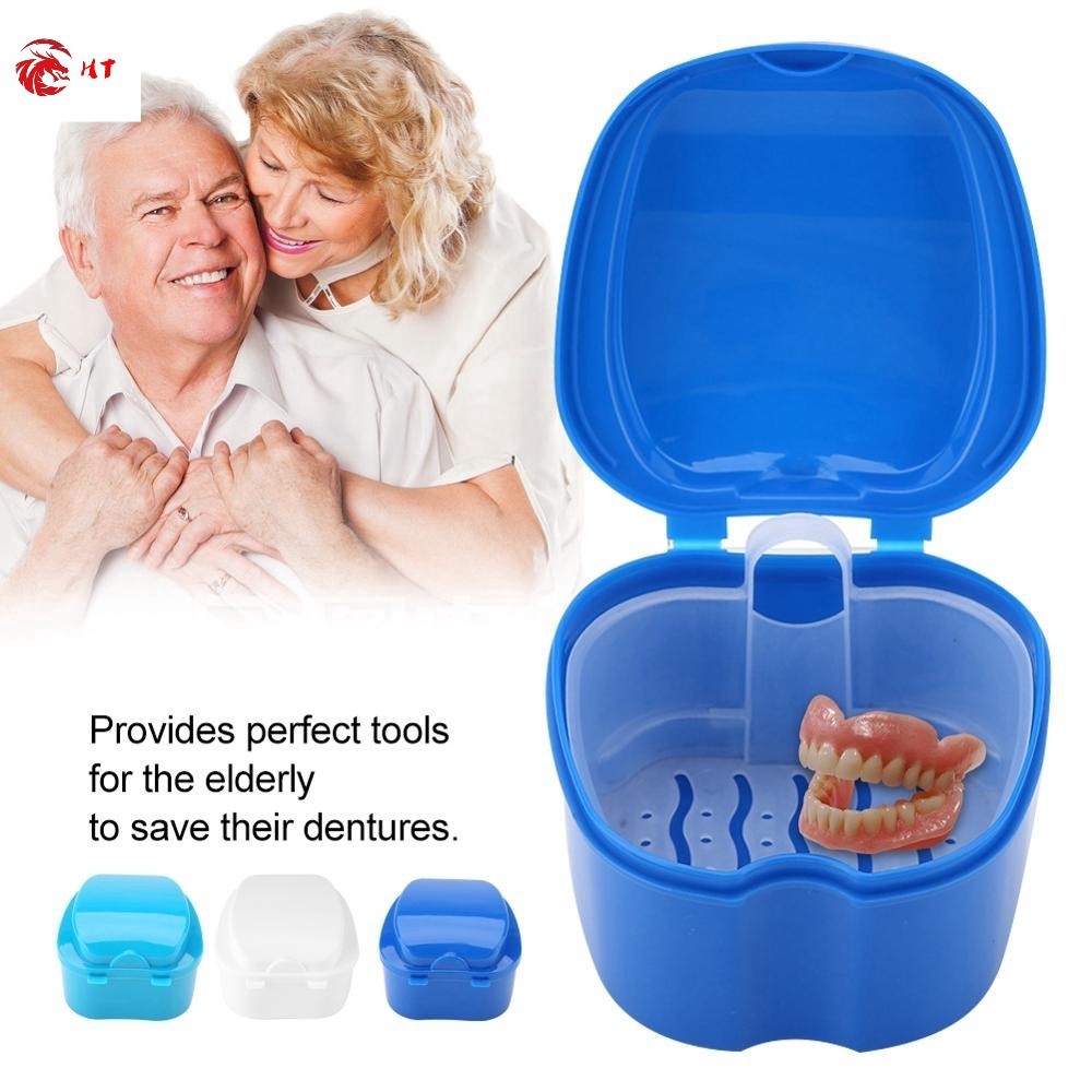 Denture Bath Box Case False Teeth Storage Box with Hanging Net ...