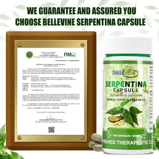 Bellevine Serpentina Supplement Capsules 500mg Bottle of 100 (FDA ...