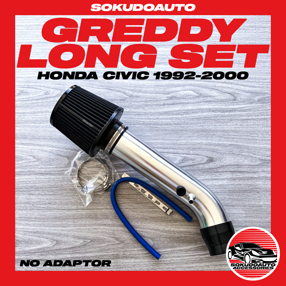 (GREDDY LONG SET) Greddy Airinx Filter + Universal Air Intake Pipe Long ...