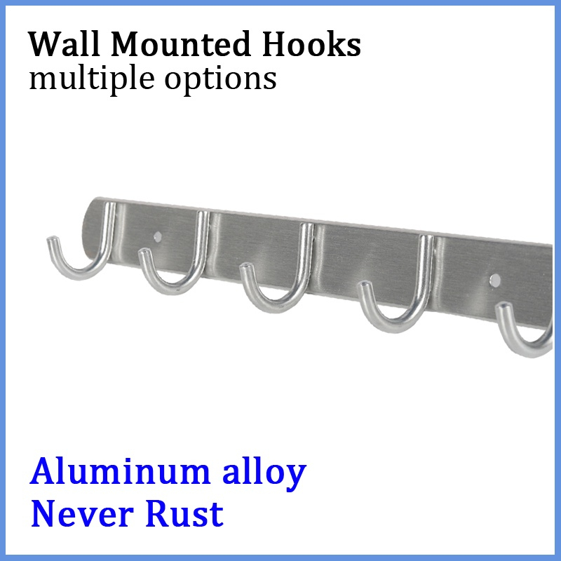 Wall mount hook 4/5/6/7/8 Holders Coats Clothes Towel Hat Row Hooks ...