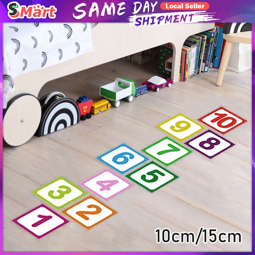 Cartoon Number Grids Hopscotch Game Floor Stickers Self-adhesive Non ...