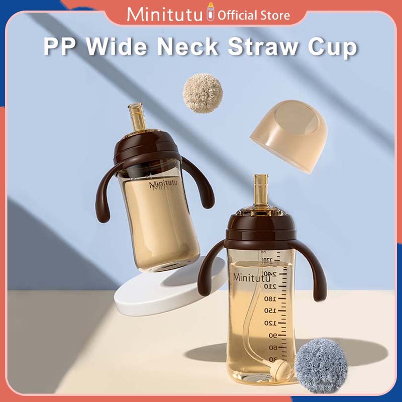 Minitutu PP Nano Wide Neck Baby Bottle Straw Cup for baby 240ml/300ml Anti-Colic Drop-resistant ...