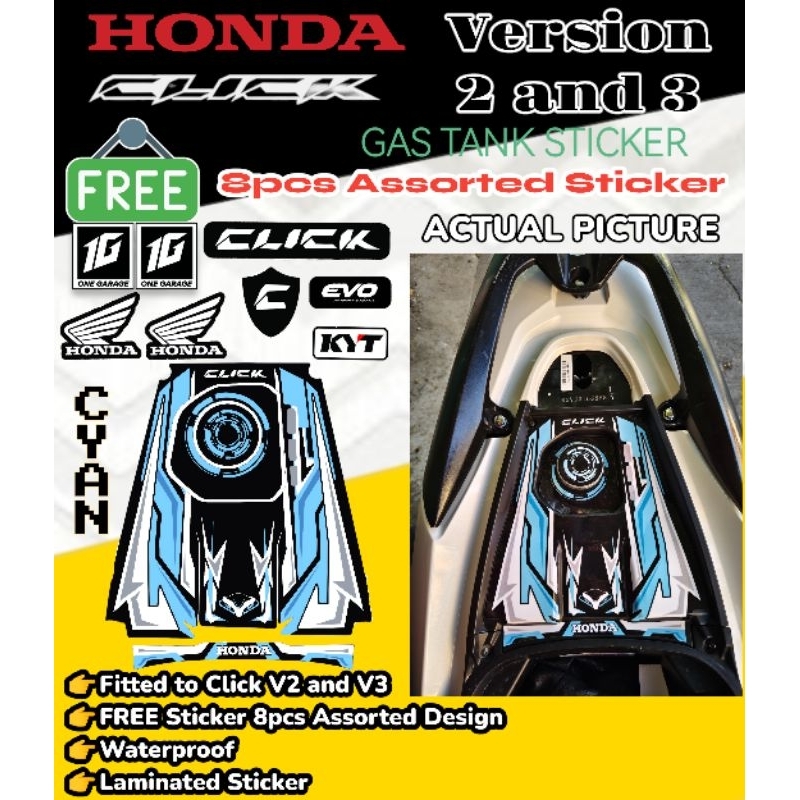 Honda Click Version 2 and 3 Gas Tank Sticker Accessories with Free ...