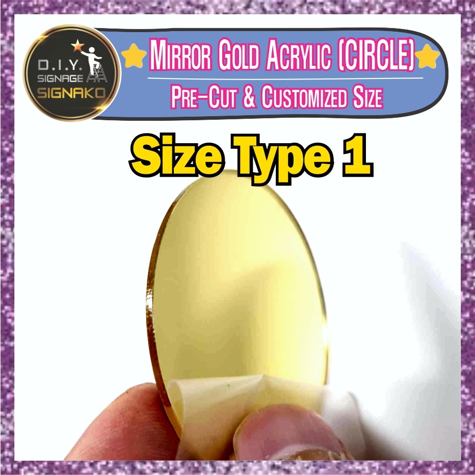 Mirror "Gold" Circle Round Acrylic Sheet Pre Cut & Customized Size1 ...