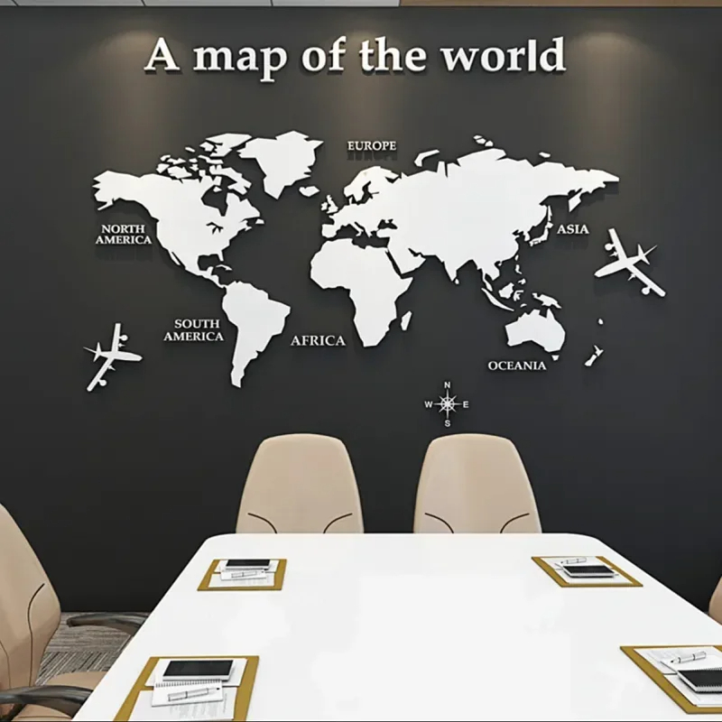 Kacoom 3D Mirror World Map Art Removable Wall Sticker Acrylic Mural ...