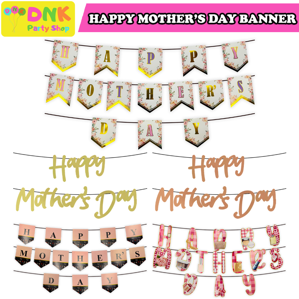 Charming Happy Mother's Day Banner Banderitas Flag Script Cursive ...