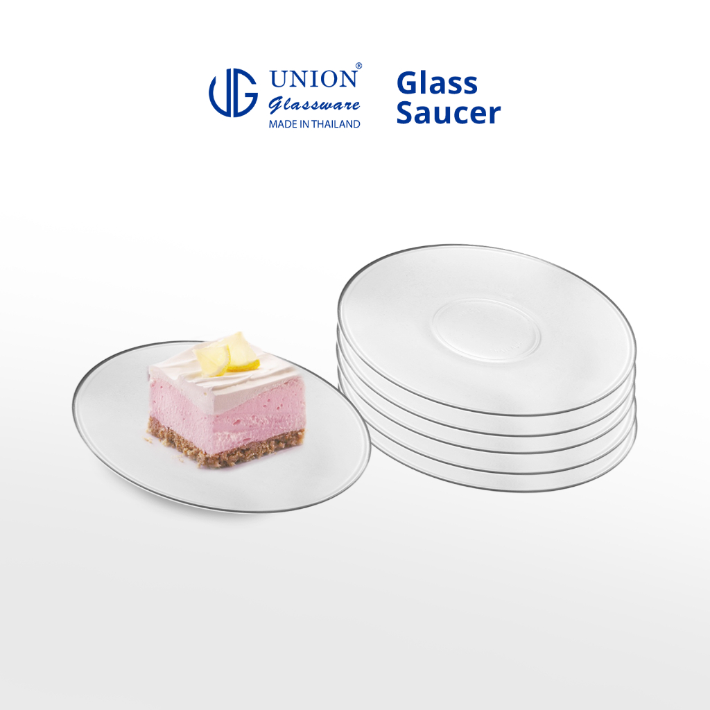 UNION GLASS Clear Glass Saucer 140ml Sauce Plates 4.7oz 5in [Set of 6 ...