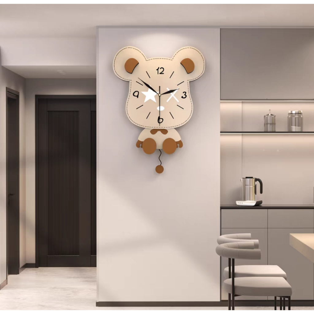 Gloomy bear Wall Clock Pendulum Swing Tail Kaws Violentbear Brickbear inspired Decorative Clocks ...