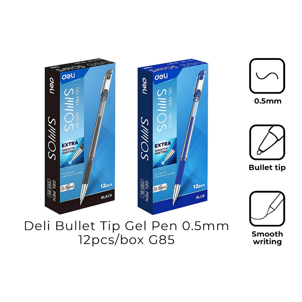 Deli Bullet Tip Gel Pen 0.5mm 12pcs/box G85 | Shopee Philippines