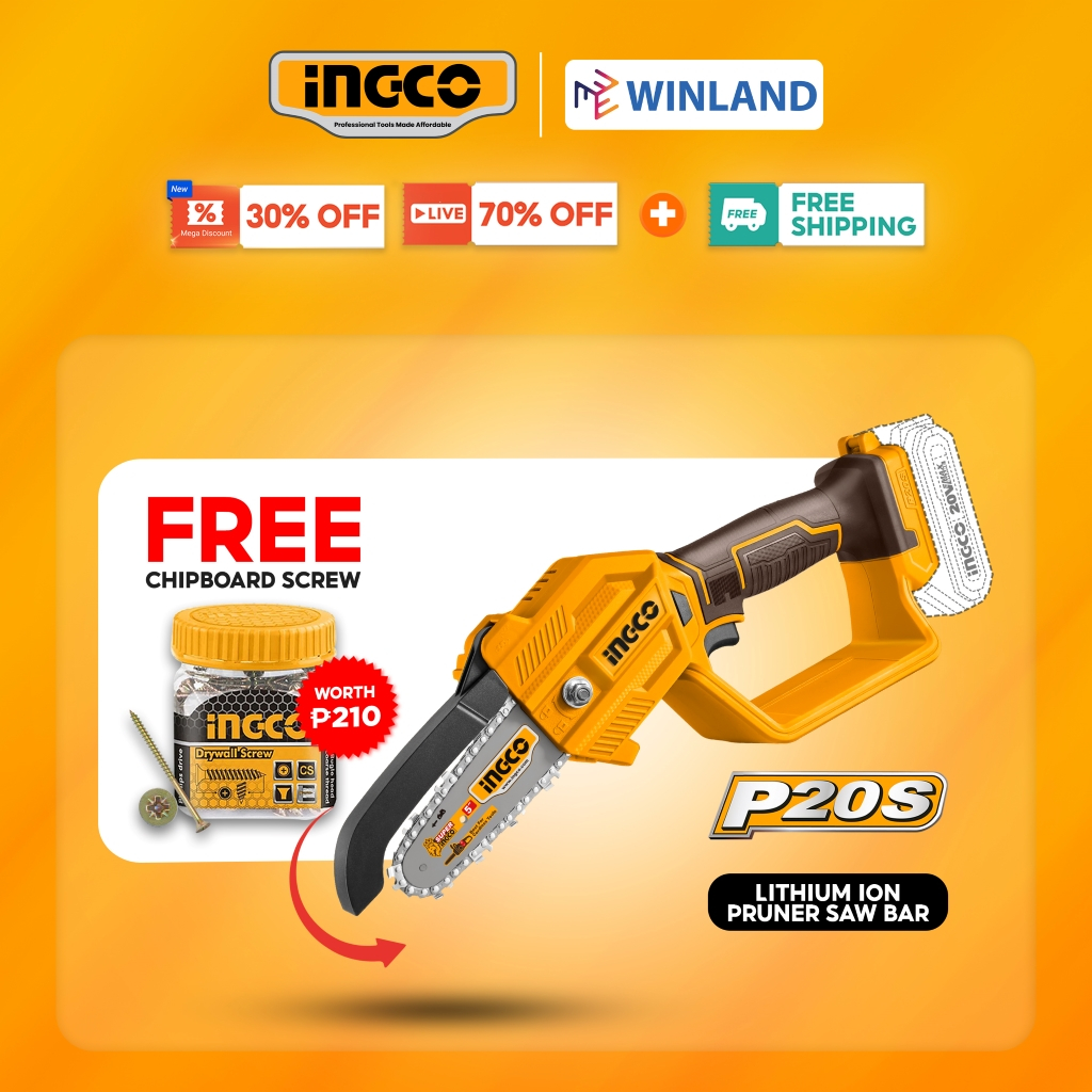 Ingco by Winland 5inches(130mm) Lithium-Ion Pruner Saw Bar 20V ...