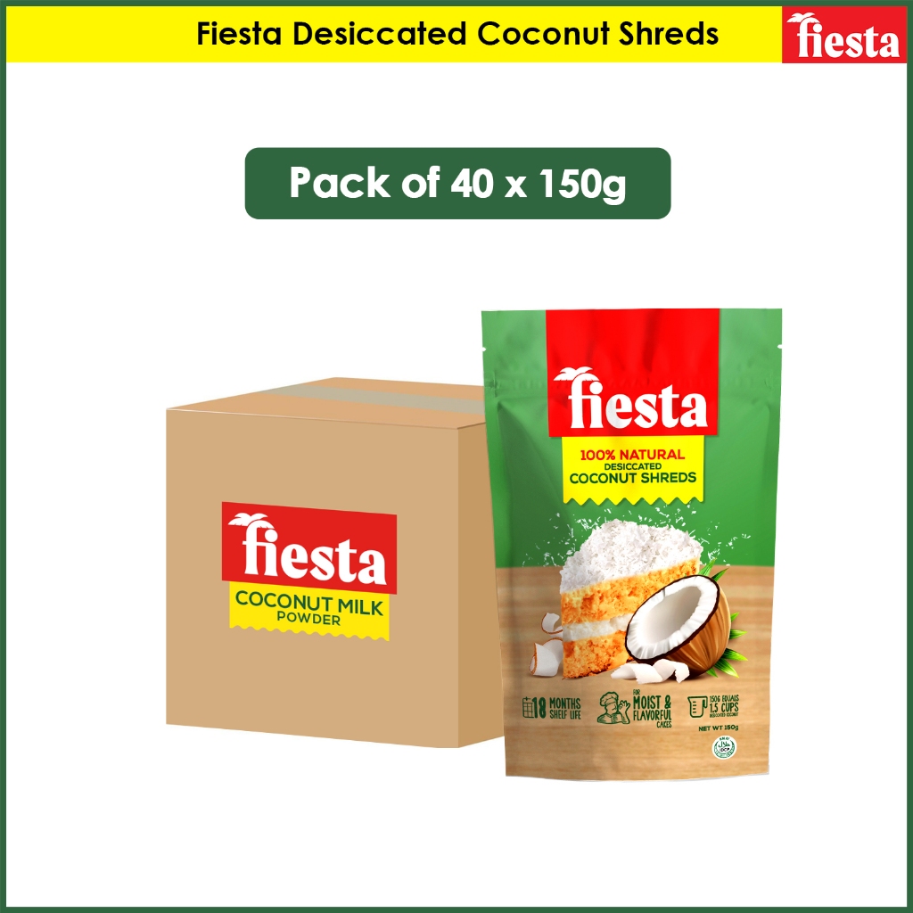 Fiesta Desiccated Coconut Shreds 150g Pack of 40 Unsweetened, For ...