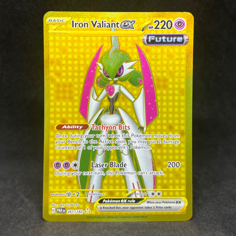 Pokemon TCG Iron Valiant ex Gold Secret 261/182 2023 Scarlet & Violet ...