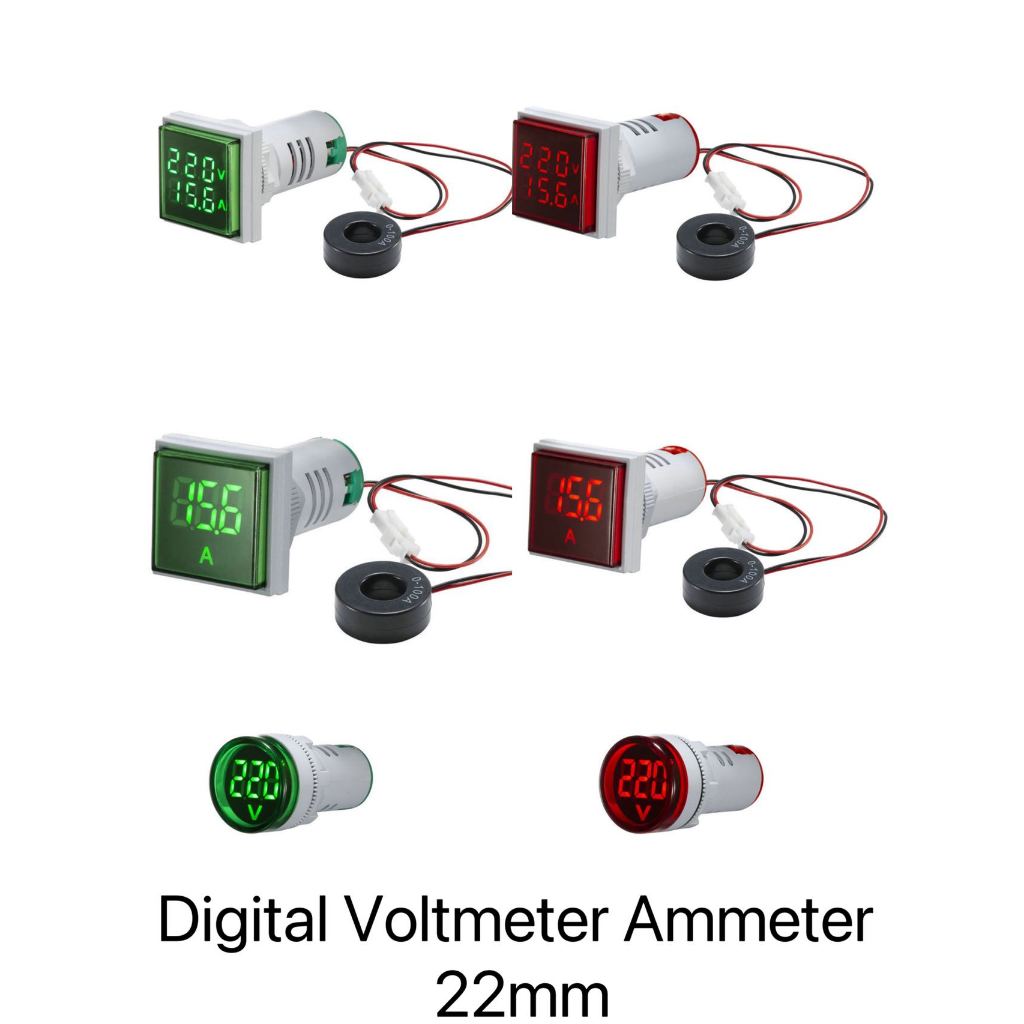 22MM 60-500V Mini Voltage Meter/Ammeter LED Digital Display Voltmeter ...